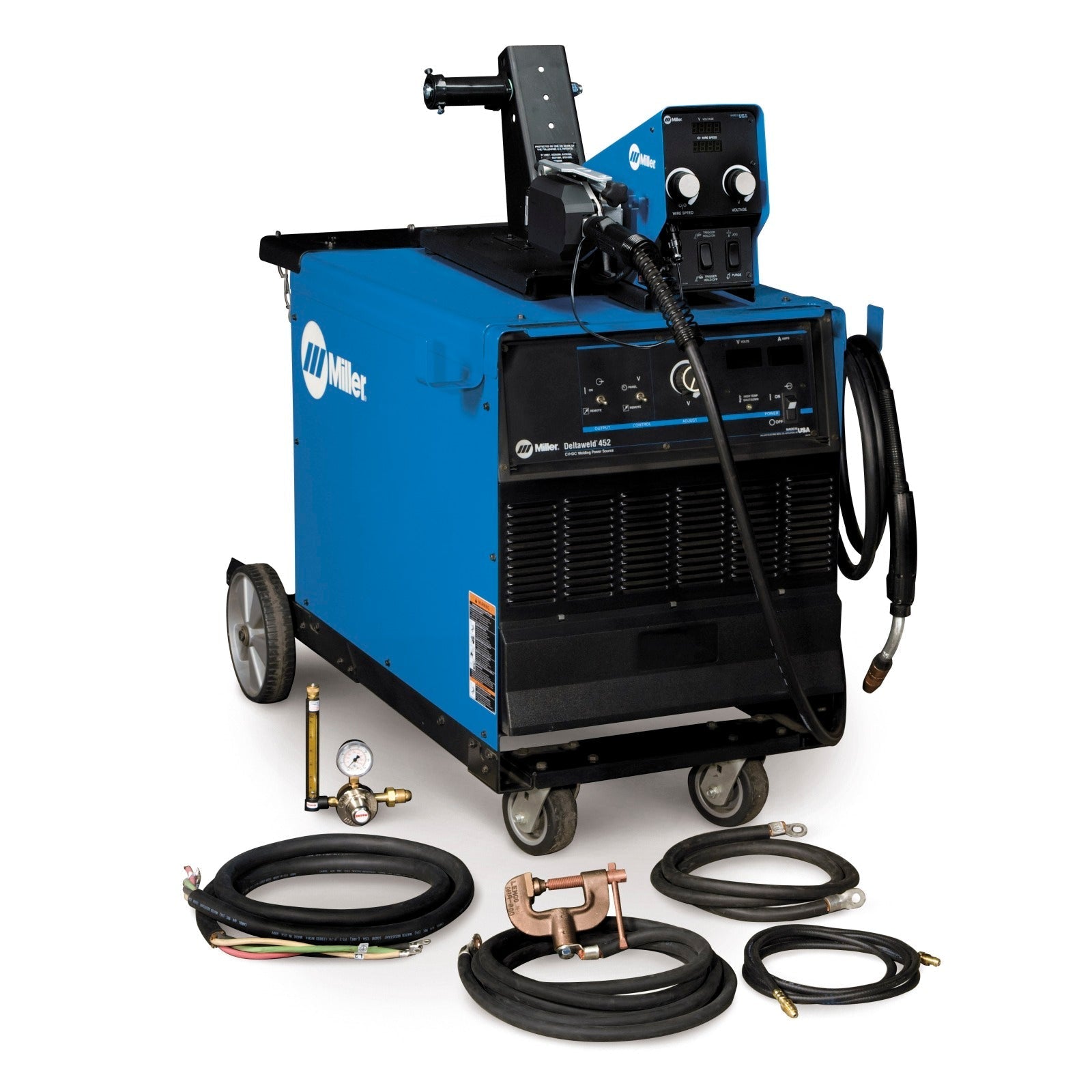 Miller Deltaweld 452 MIG Welder with Feeder, Accessory Package and Cart ...